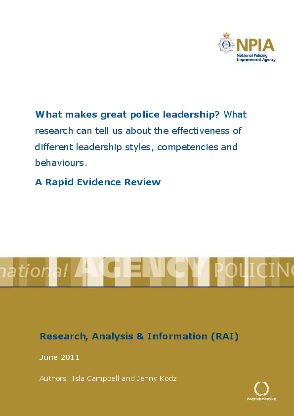 (PDF) What makes great police leadership? Contents