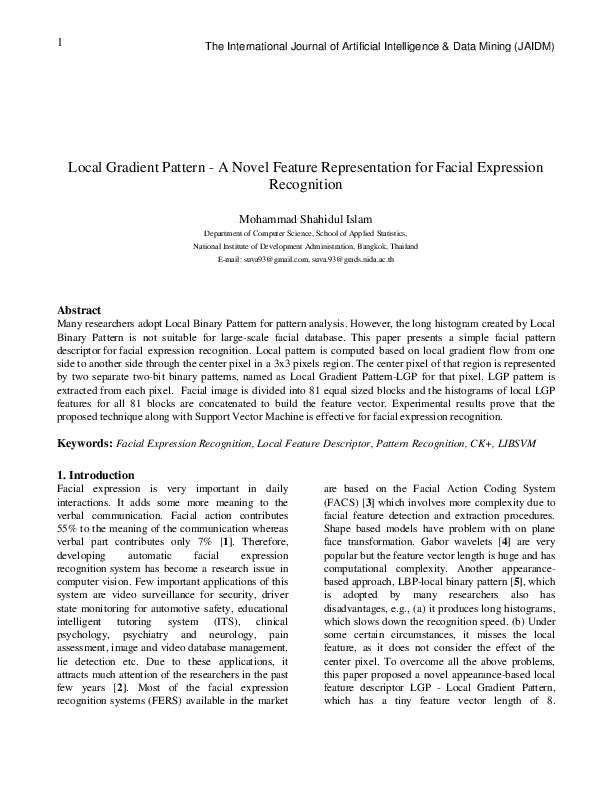 Pdf Local Gradient Pattern A Novel Feature Representation For