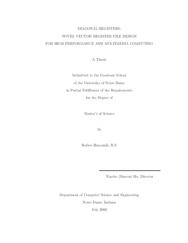DIAGONAL REGISTERS: NOVEL VECTOR REGISTER FILE DESIGN FOR HIGH ...