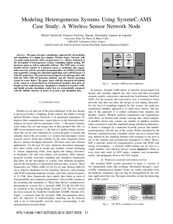 (PDF) Modeling heterogeneous systems using SystemC-AMS case study: A wireless sensor network node
