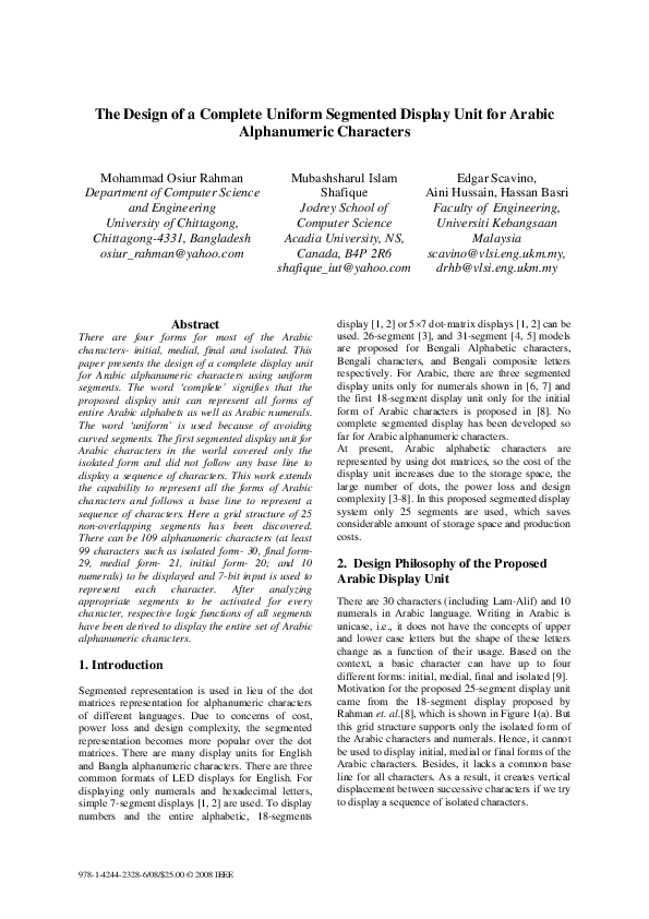 (PDF) The design of a complete uniform segmented display unit for ...