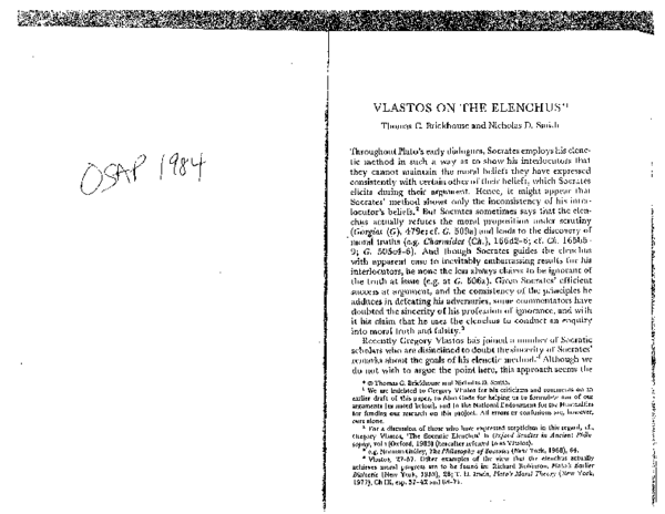 (PDF) Vlastos on the Elenchus