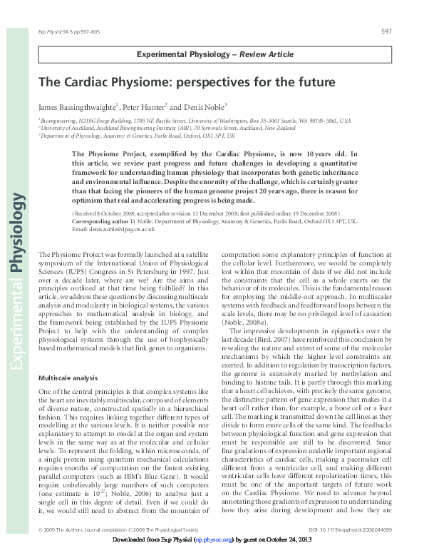 (PDF) The Cardiac Physiome- perspectives for the future