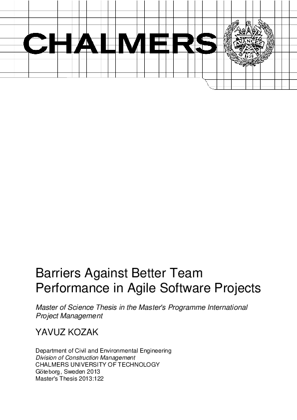 (PDF) Barriers Against Better Team Performance in Agile Software Projects