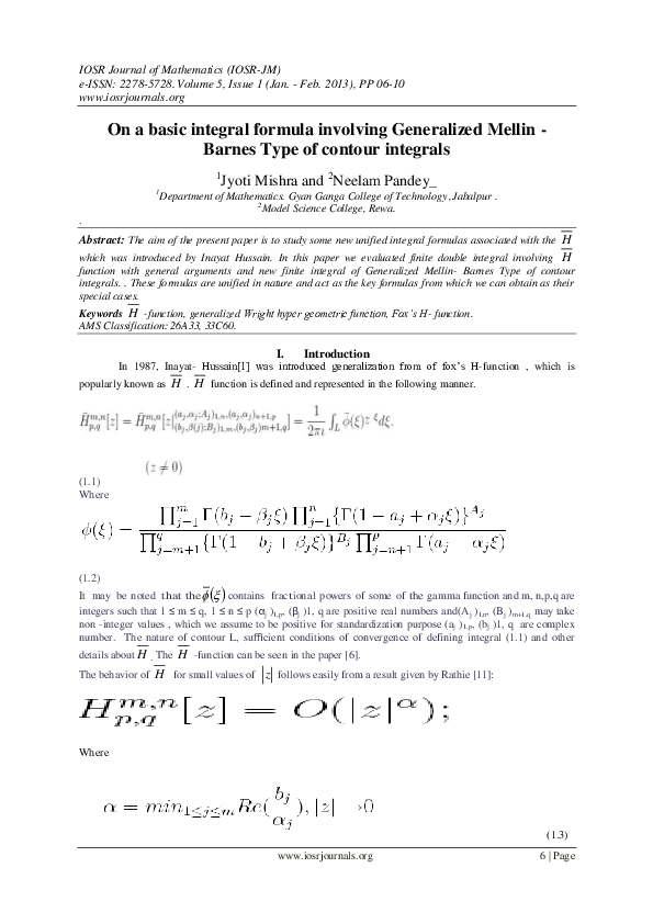 Pdf On A Basic Integral Formula Involving Generalized Mellin Barnes Type Of Contour Integrals