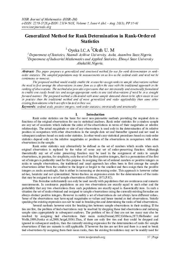 (PDF) Generalized Method for Rank Determination in Rank-Ordered ...