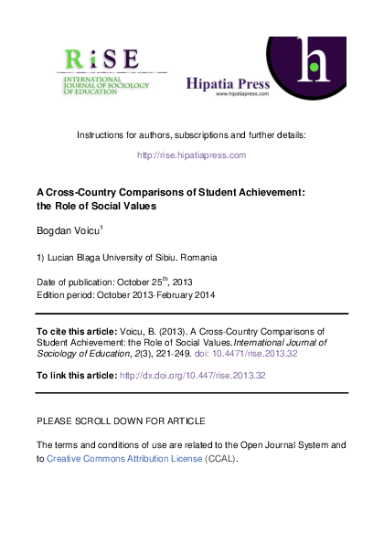 (PDF) Bogdan Voicu. 2013. A Cross-Country Comparisons of Student ...