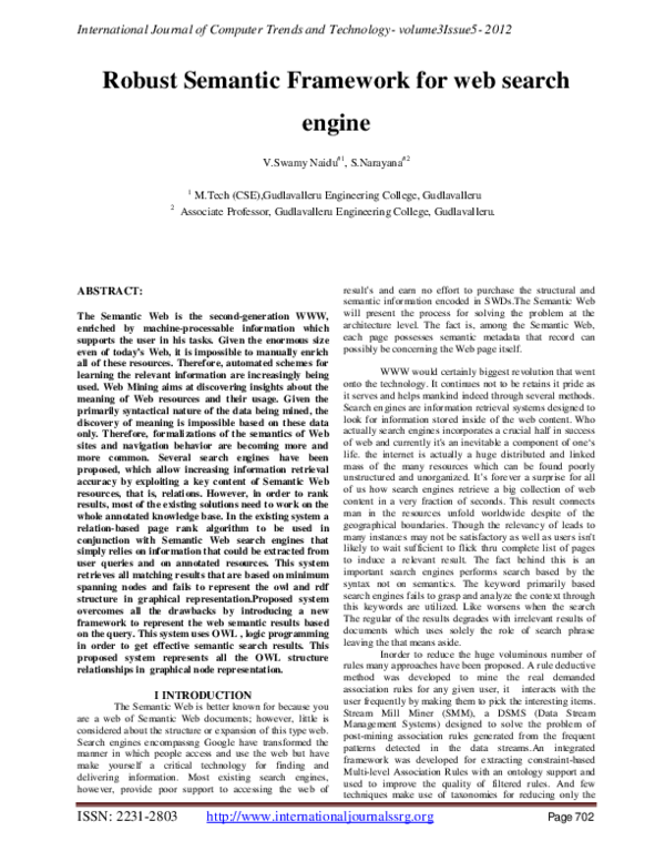 (PDF) Robust Semantic Framework for web search engine