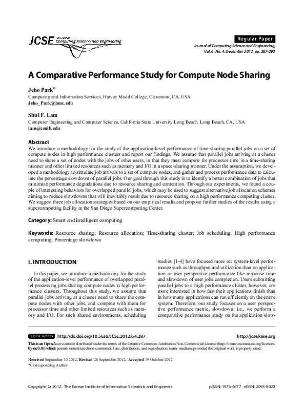 (PDF) A Comparative Performance Study for Compute Node Sharing