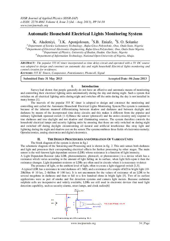 (PDF) Automatic Household Electrical Lights Monitoring System