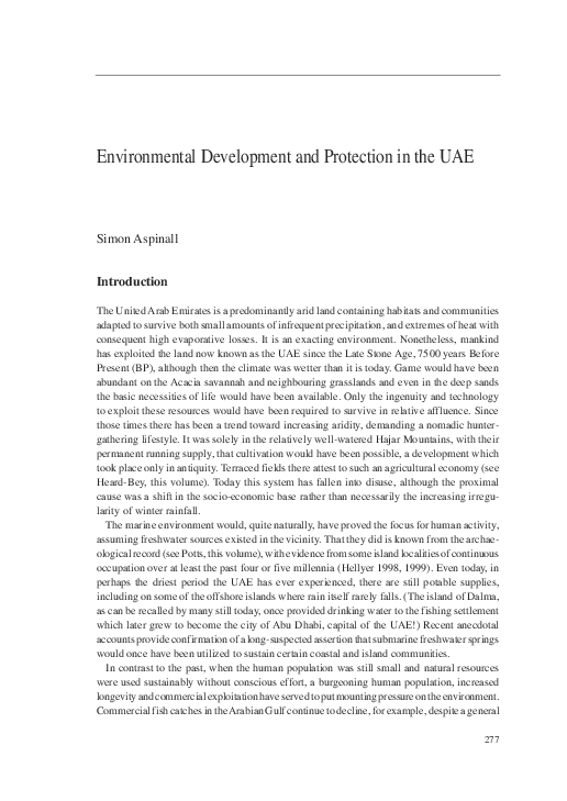 (PDF) Environmental Development and Protection in the UAE