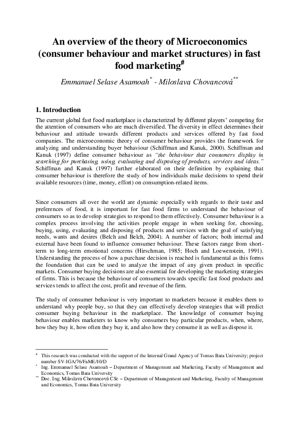 (PDF) An overview of the theory of Microeconomics (consumer behaviour ...