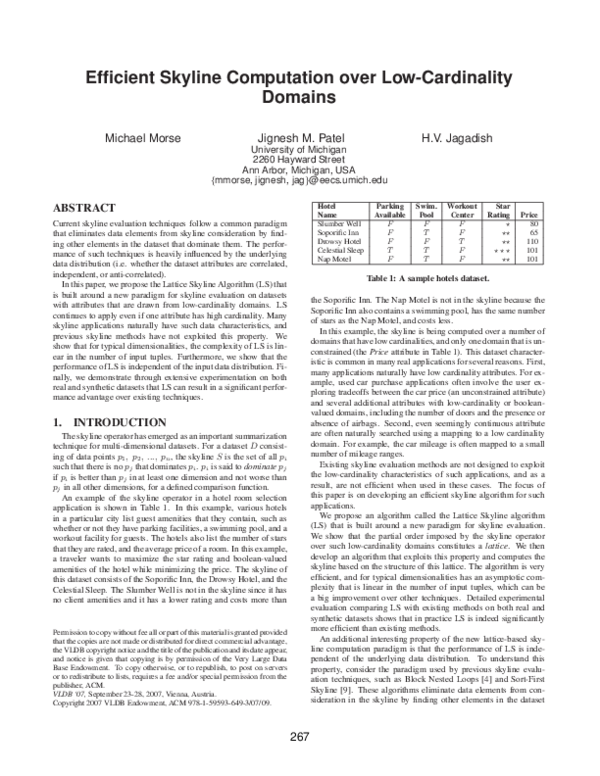 (PDF) Efficient Skyline Computation over Low-Cardinality Domains