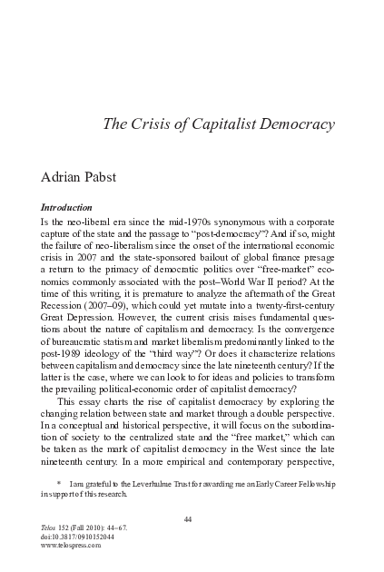(PDF) The Crisis of Capitalist Democracy
