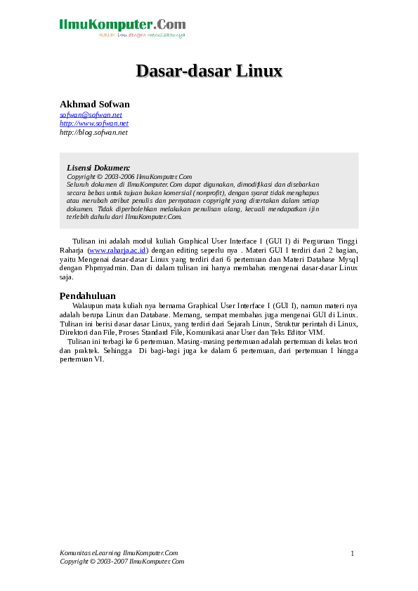 (PDF) Dasar - dasar LINUX