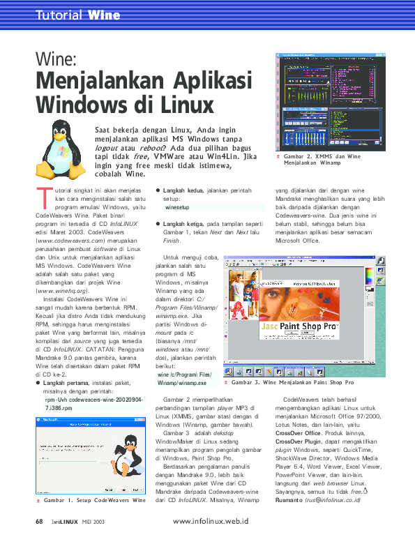 (PDF) WINE : Menjalankan Aplikasi WINDOWS di LINUX