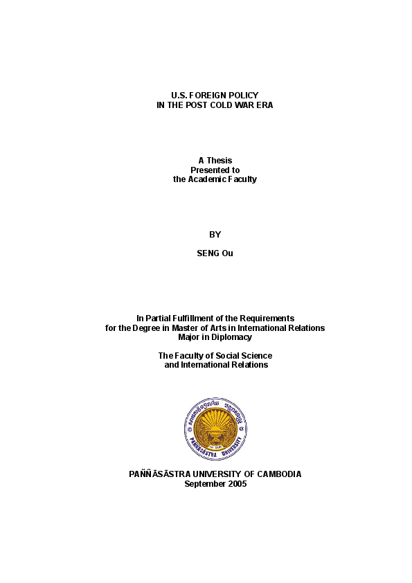 (PDF) U.S. FOREIGN POLICY IN THE POST COLD WAR ERA