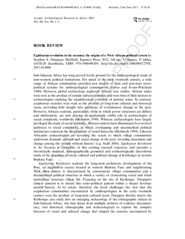 (PDF) Egalitarian revolution in the savanna: the origins of a West ...