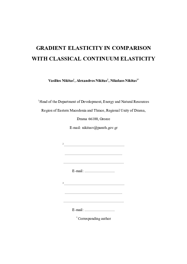 Doc Gradient Elasticity In Comparison With Classical Continuum Elasticity