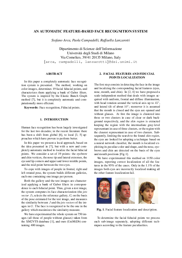 (PDF) AN AUTOMATIC FEATURE-BASED FACE RECOGNITION SYSTEM