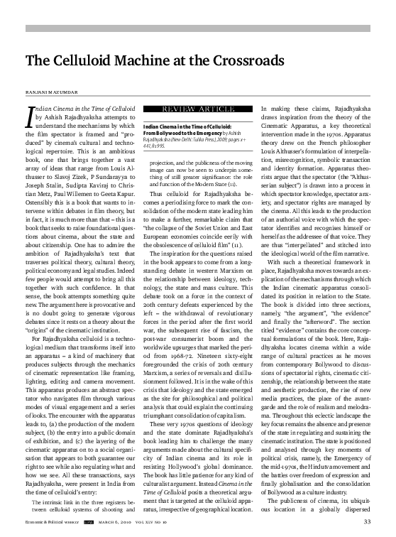 (PDF) The Celluloid Machine at the Crossroads