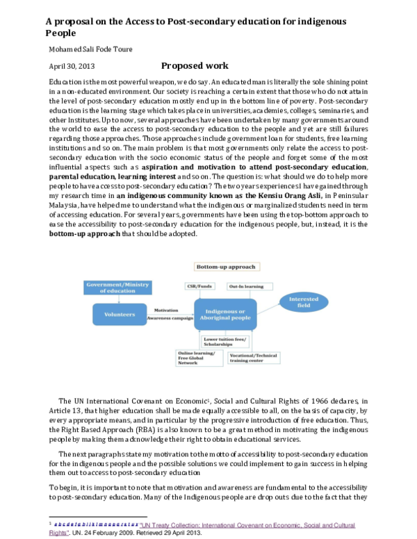 (PDF) A proposal on the Access to Post-secondary education for ...