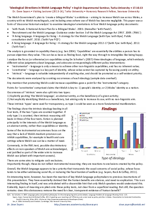 (PDF) Ideological Directions in Welsh Language Policy: A Content Analysis