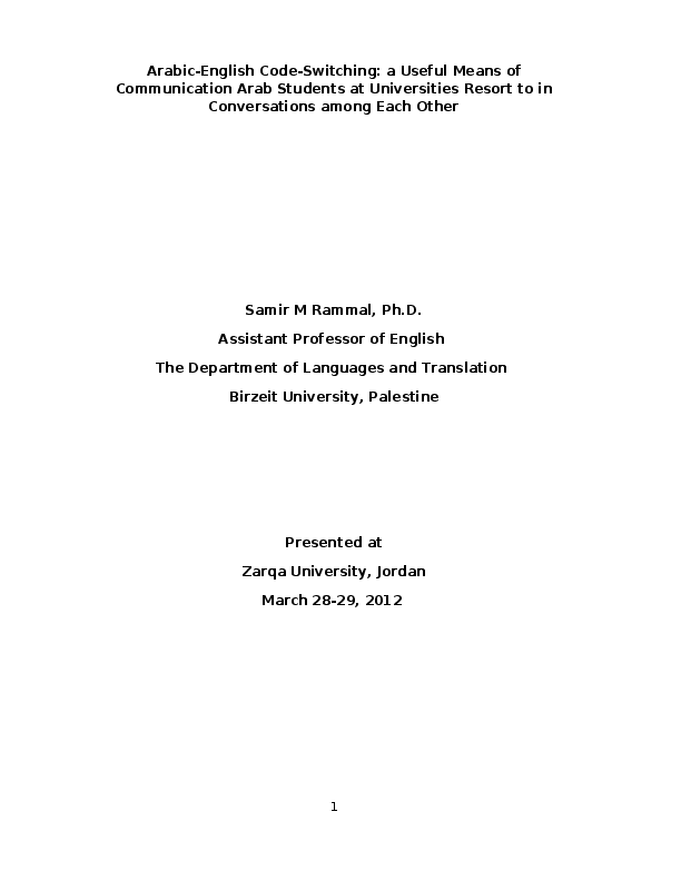 (DOC) Arabic-English Code-Switching: a Useful Means of Communication ...