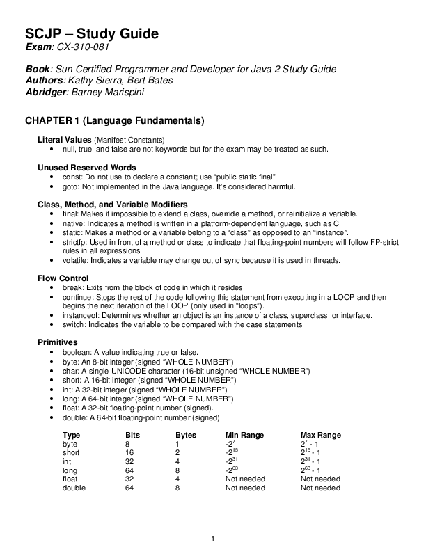 (PDF) SCJP – Study Guide Exam: CX-310-081 Book: Sun Certified Programmer and Developer for Java ...