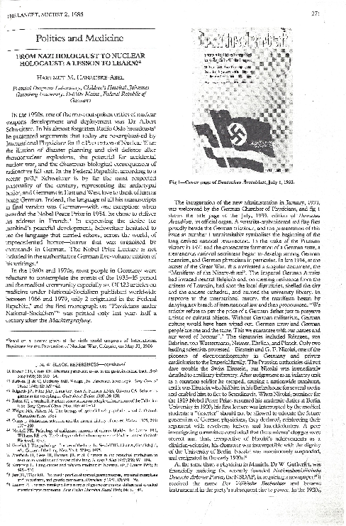 (PDF) From Nazi Holocaust To Nuclear Holocaust: A Lesson To Learn?