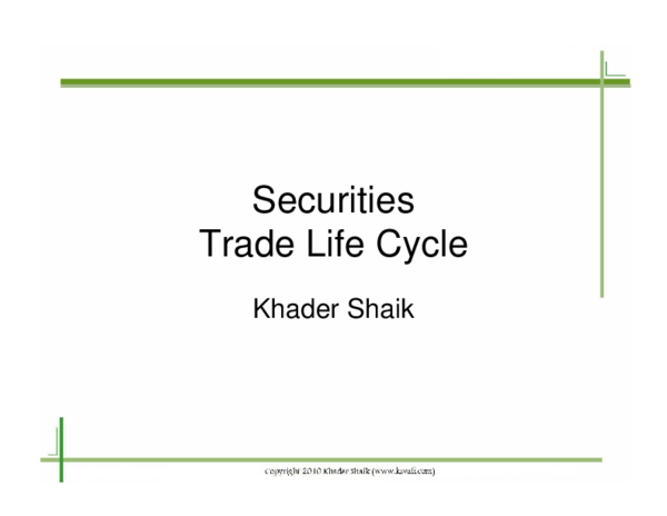 (PDF) Securities Trade Life Cycle
