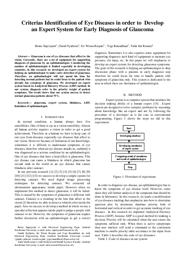 (PDF) Criterias Identification of Eye Diseases in order to Develop an ...