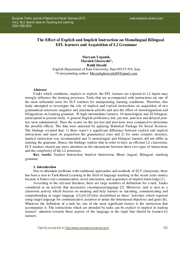 (PDF) The Effect of Explicit and Implicit Instruction on Monolingual Bilingual EFL learners and ...