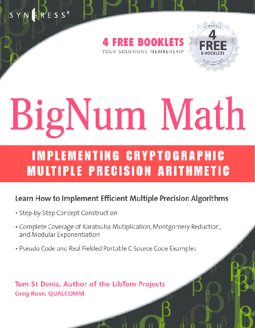 Pdf Big Num Math Implementing Cryptographic Multiple Precision Arithmetic 2006