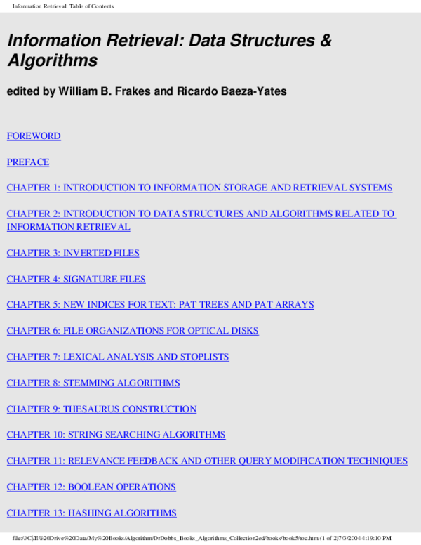 (PDF) Information Retrieval Data Structures & Algorithms - William B. Frakes