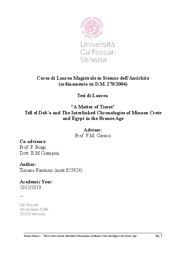 (PDF) A Matter of Times: Tell el Dab'a and the interlinked chronologies ...
