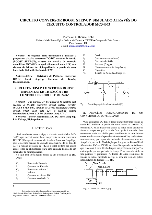 (PDF) CIRCUITO CONVERSOR BOOST STEP-UP SIMULADO ATRAVÉS DO CIRCUITO CONTROLADOR MC34063 CIRCUIT ...