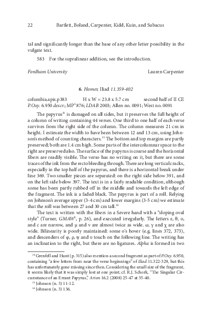 (PDF) Six Homeric Papyri from Oxyrhynchus at Columbia University: P.Oxy ...