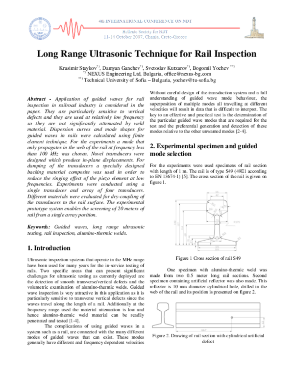 (PDF) Long Range Ultrasonic Technique for Rail Inspection