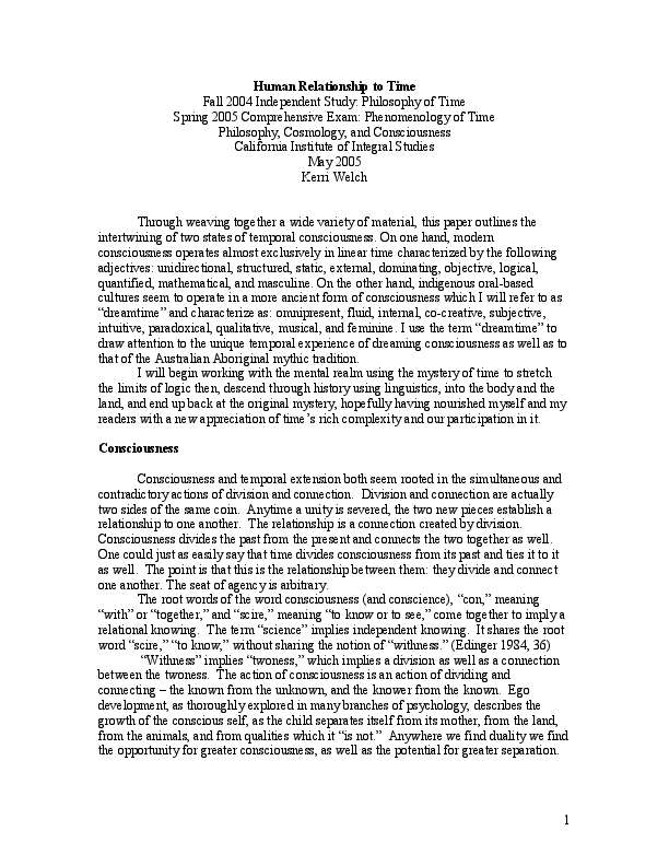 (DOC) Human Relationship to Time