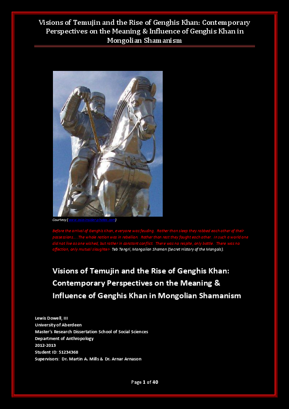 (PDF) Visions of Temujin and the Rise of Genghis Khan: Contemporary ...
