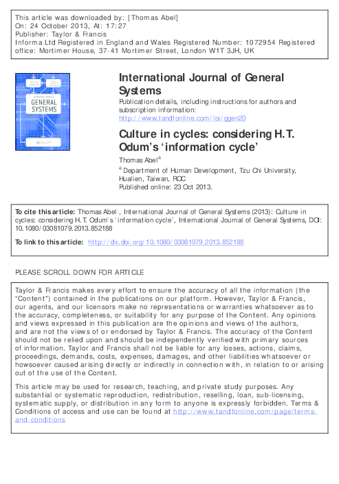 (PDF) Culture in Cycles: Considering H.T. Odum’s ‘Information Cycle’