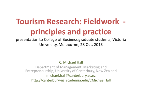 (PPT) Tourism Research: Fieldwork - principles and practice