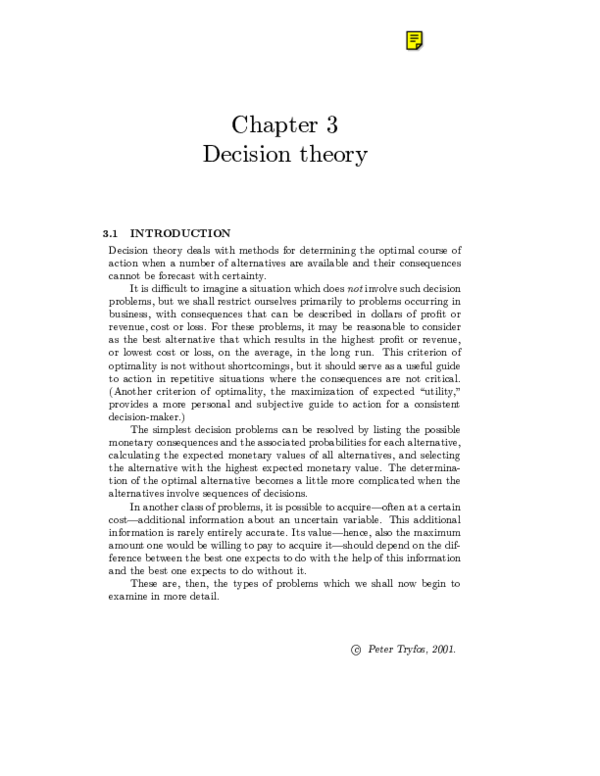 (PDF) Chapter 3 Decision theory