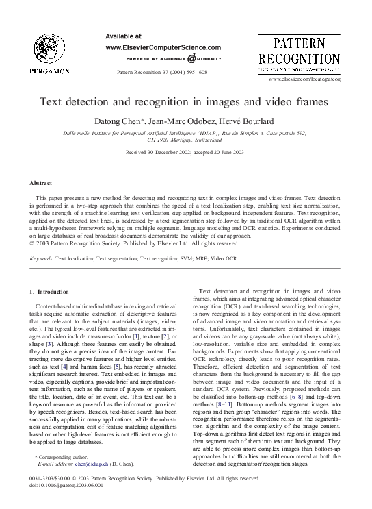 (PDF) Text detection and recognition in images and video frames
