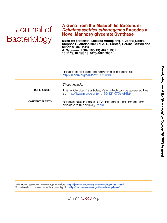 (PDF) A Gene from the Mesophilic Bacterium Dehalococcoides ethenogenes ...
