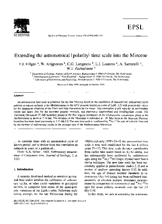 (PDF) Extending the astronomical (polarity) time scale into the Miocene