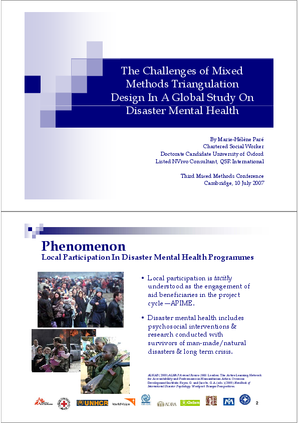 (PDF) The Challenges of Mixed Methods Triangulation Design In A Global ...