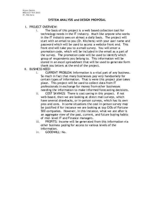 (DOC) SYSTEM ANALYSIS and DESIGN PROPOSAL