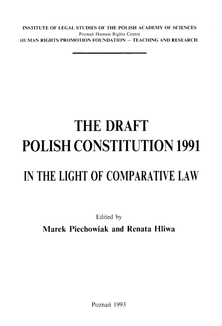 (PDF) The Draft Polish Constitution 1991 in the Light of Comparative Law